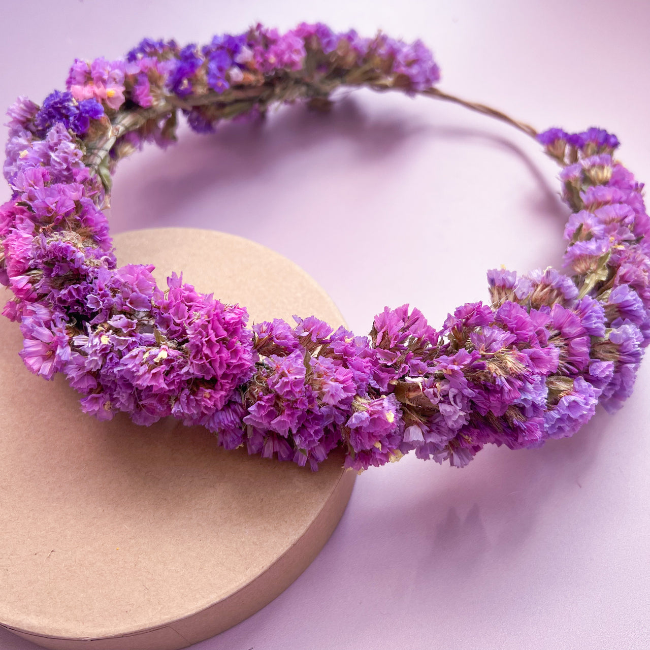 Purple Statice Dried Flower Hair Crown – Bubble and Berry